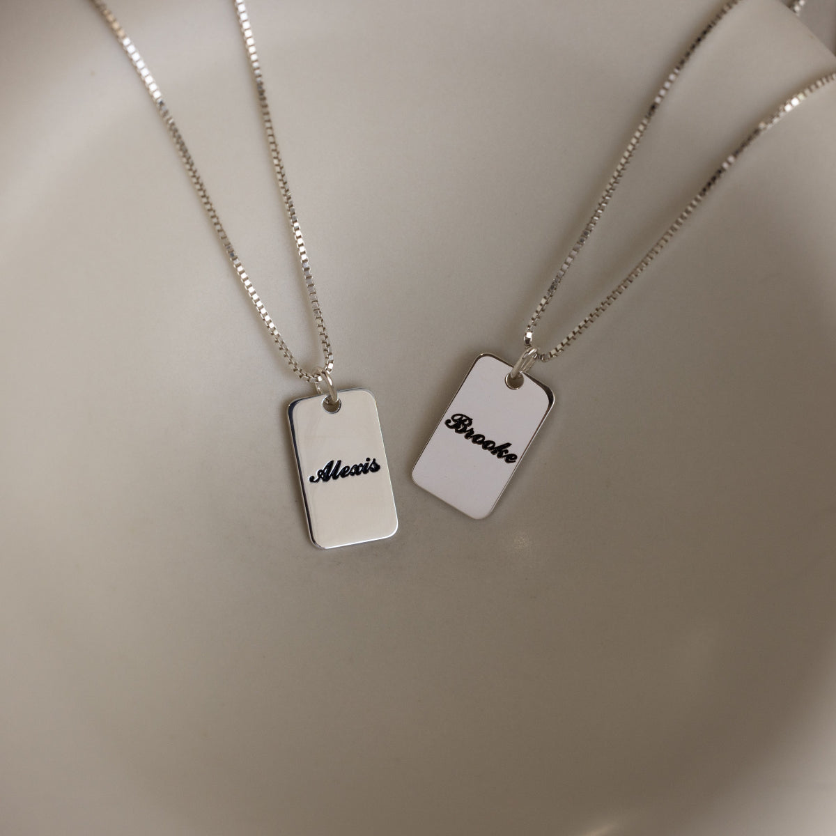 Name Tag Necklace in Sterling Silver | Caitlyn Minimalist