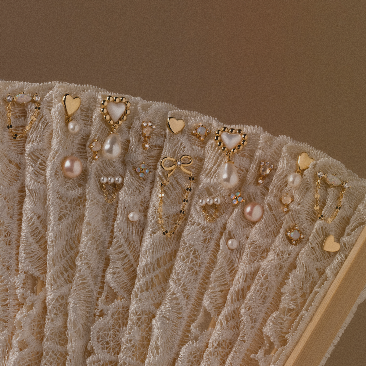 Vintage Pearl Heart Beaded Drop Stud Earrings | Caitlyn Minimalist