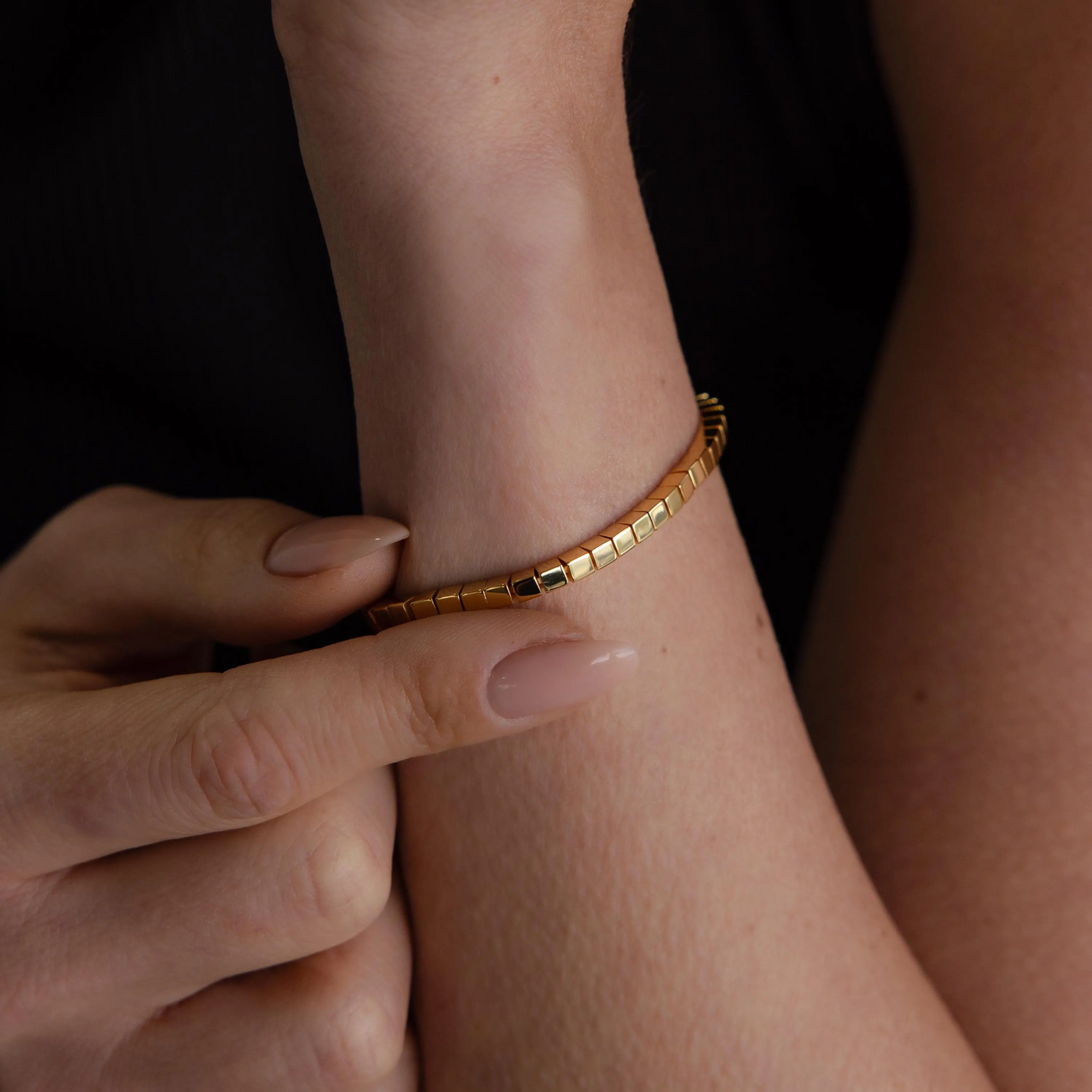 Bold Cube Link Square Chain Bracelet | Caitlyn Minimalist