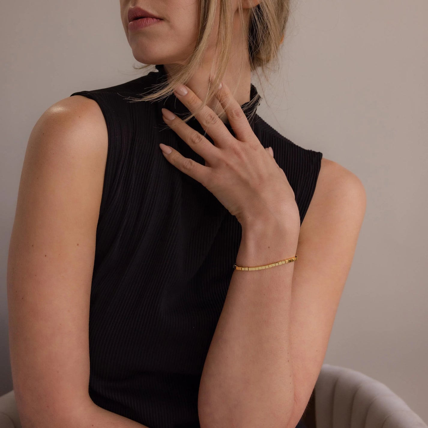 Bold Cube Link Square Chain Bracelet | Caitlyn Minimalist