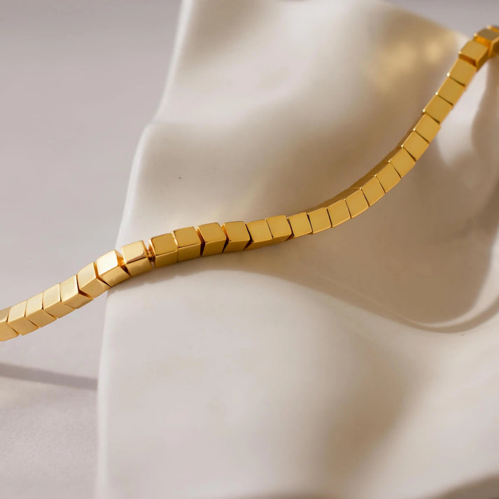 Bold Cube Link Square Chain Bracelet | Caitlyn Minimalist