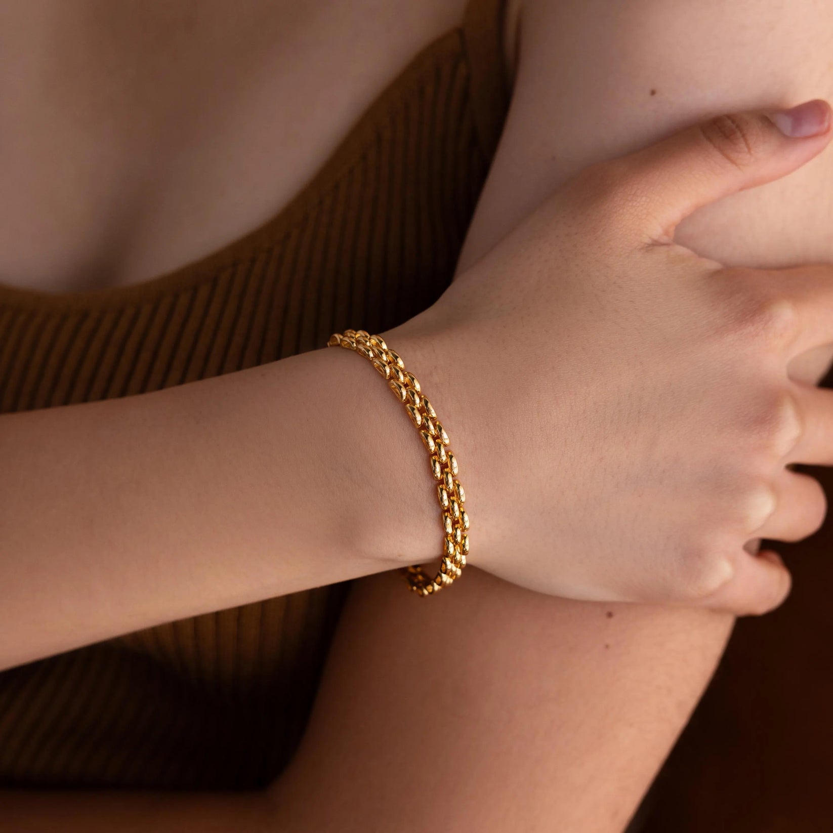 Chunky Watch Link Chain Strap Bracelet | Caitlyn Minimalist