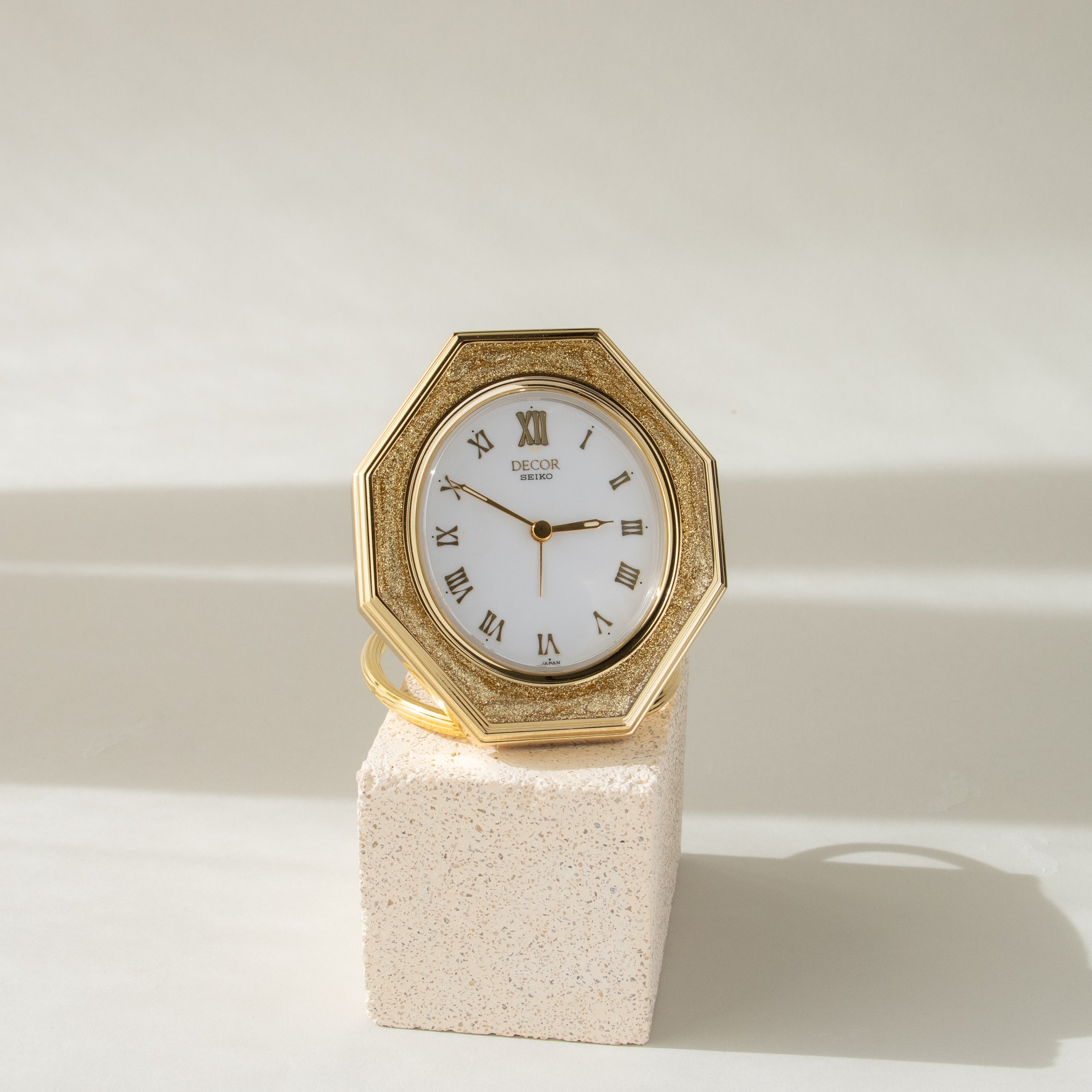 Vintage Seiko Octagonal Gold Desk Clock Watch | Caitlyn Minimalist