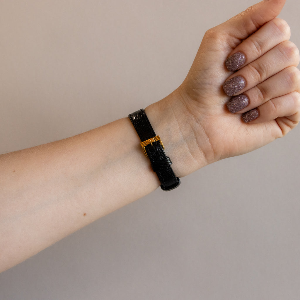 Vintage Christian Dior Swiss Black Leather Gold Women's Watch | Caitlyn ...