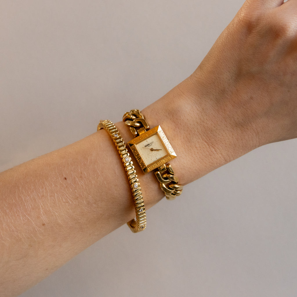 Vintage Michiko London Square Link Gold Women's Watch | Caitlyn Minimalist