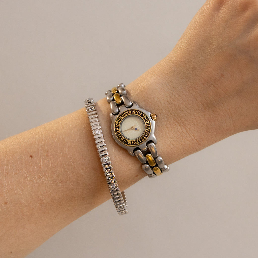 Vintage Seiko Bold Hieroglyph Two Tone Unisex Watch | Caitlyn Minimalist