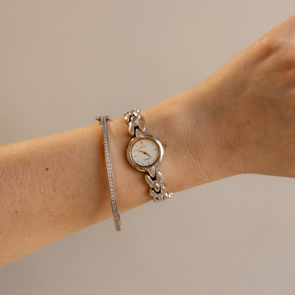 Vintage Seiko Pave Pearl Two Tone Women's Watch | Caitlyn Minimalist