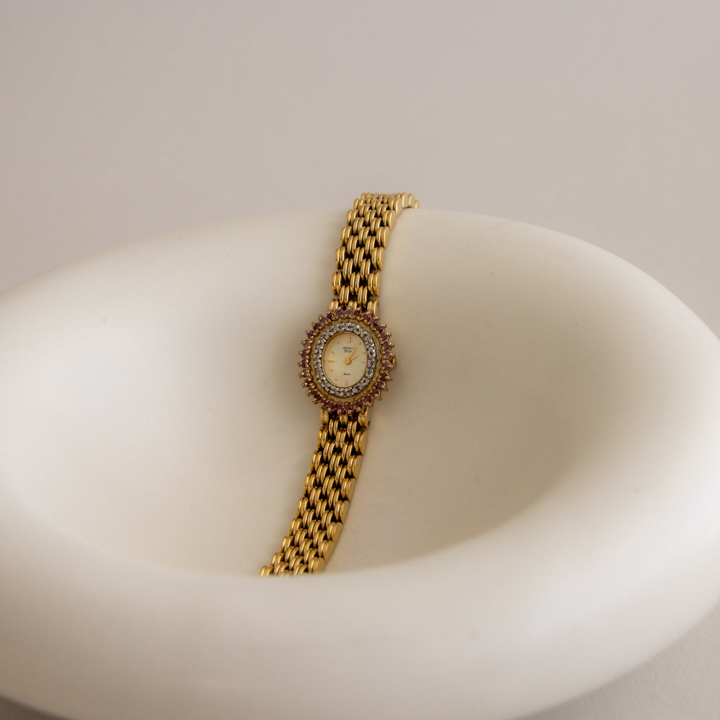 Rare Vintage Heléne de Michel Ruby Gold Women's Watch | Caitlyn Minimalist