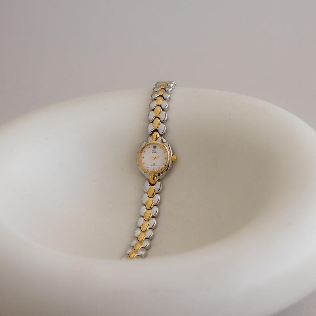 Vintage Paola Cesarini Beaded Two Tone Women's Watch | Caitlyn Minimalist