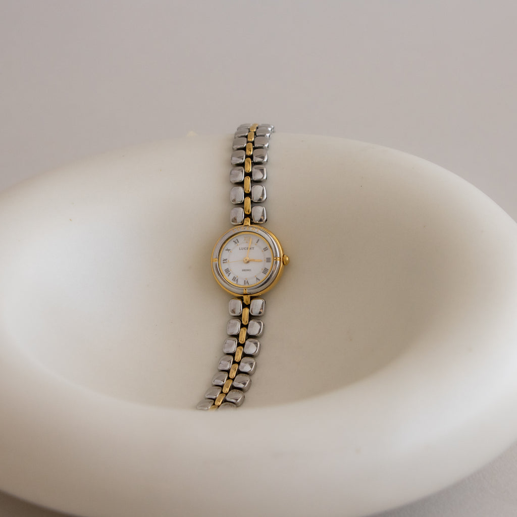 Vintage Seiko Lucent Beaded Two Tone Women's Watch | Caitlyn Minimalist