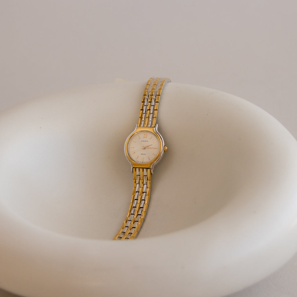 Vintage Seiko Creo Classic Two Tone Women's Watch | Caitlyn Minimalist