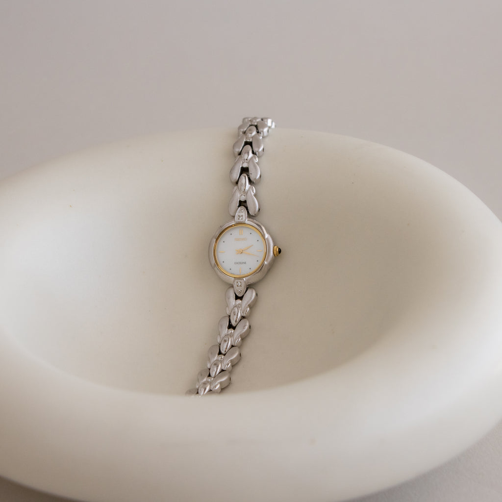Vintage Seiko Pave Pearl Two Tone Women's Watch | Caitlyn Minimalist