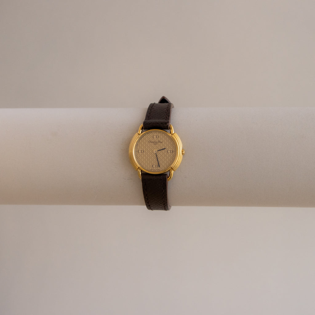 Vintage Christian Dior Swiss Motif Gold Women's Watch | Caitlyn Minimalist