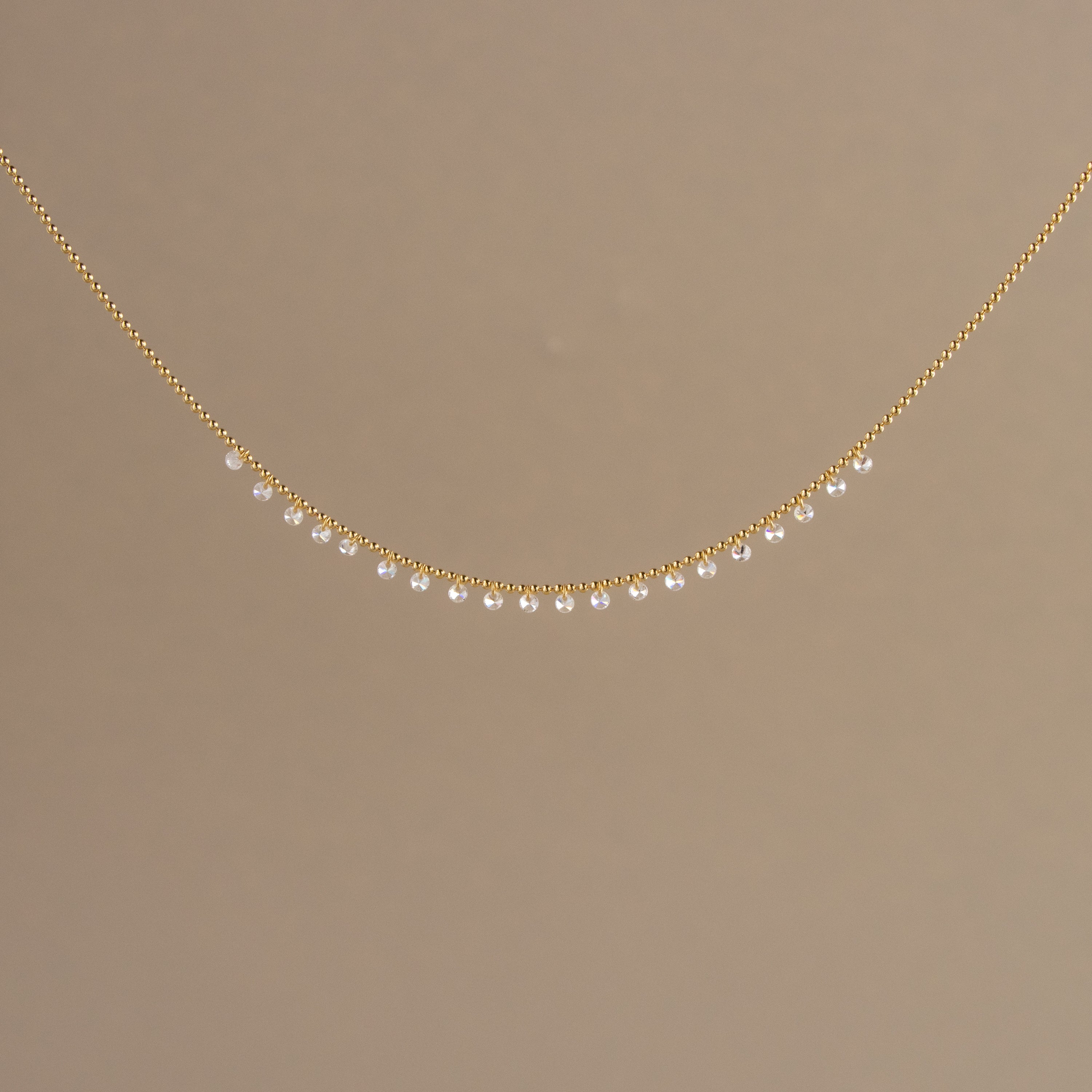 Hanging Diamond Bead Chain Necklace | Caitlyn Minimalist