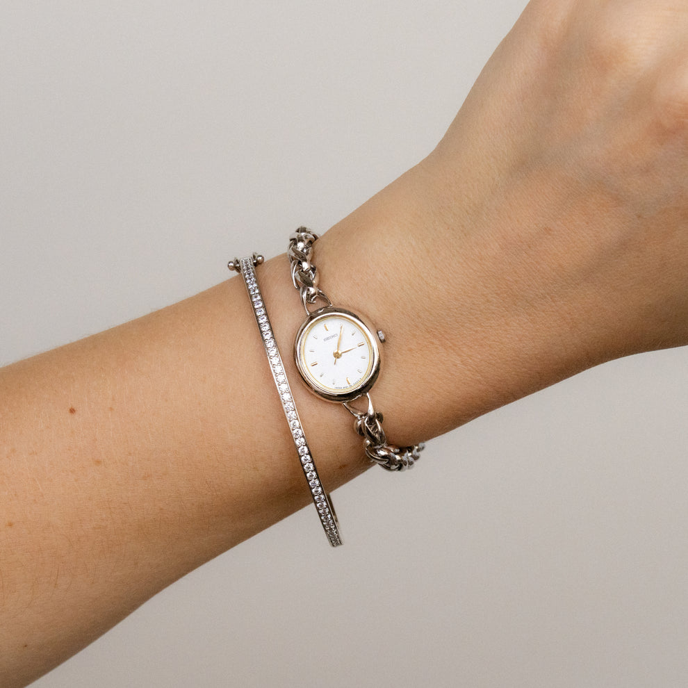 Vintage Seiko Round Rope Link Two Tone Women's Watch | Caitlyn Minimalist