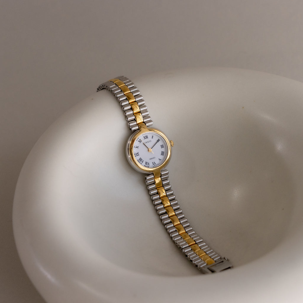Vintage Seiko Creo Round Two Tone Women's Watch | Caitlyn Minimalist