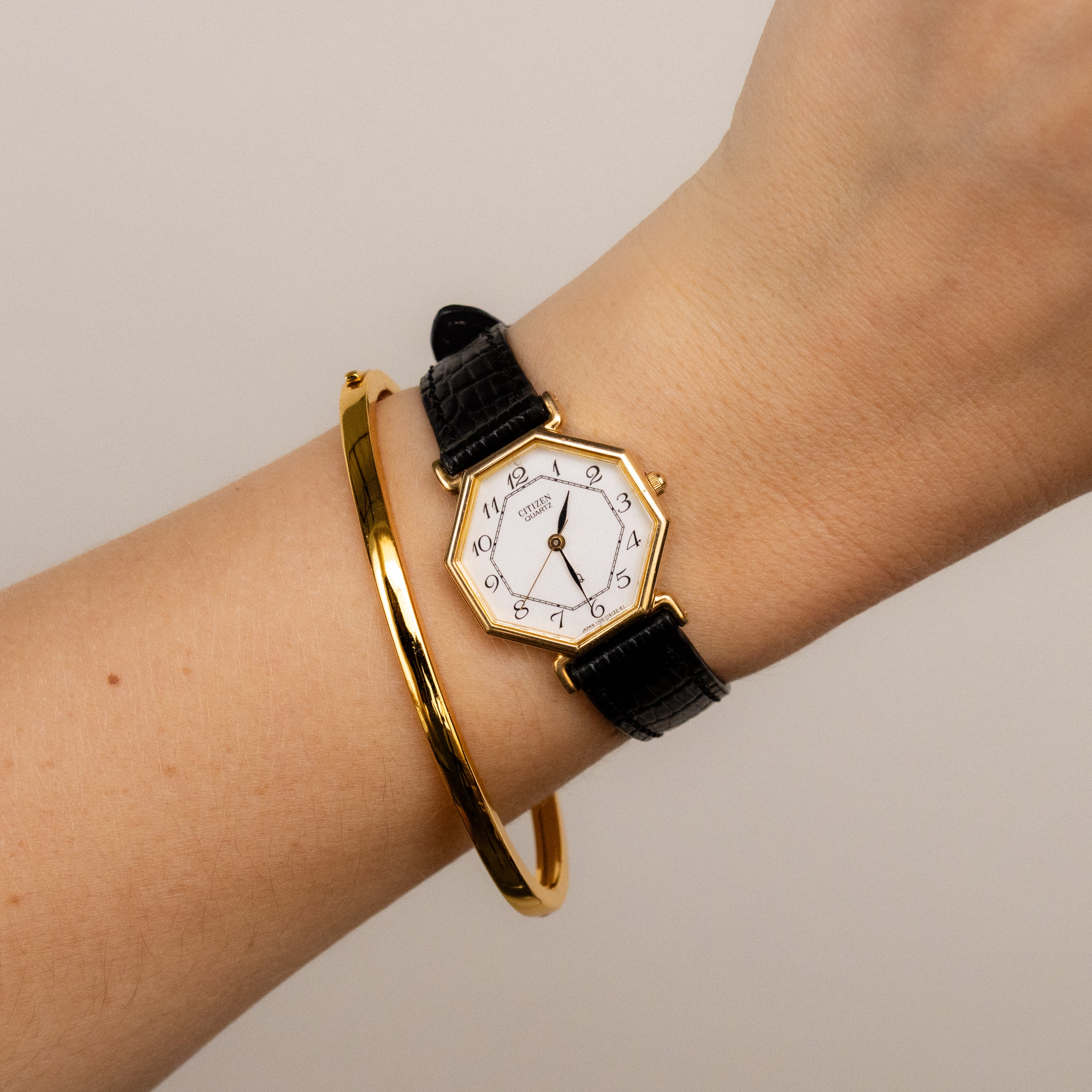 Vintage Citizen Octagonal Gold Women's Watch | Caitlyn Minimalist