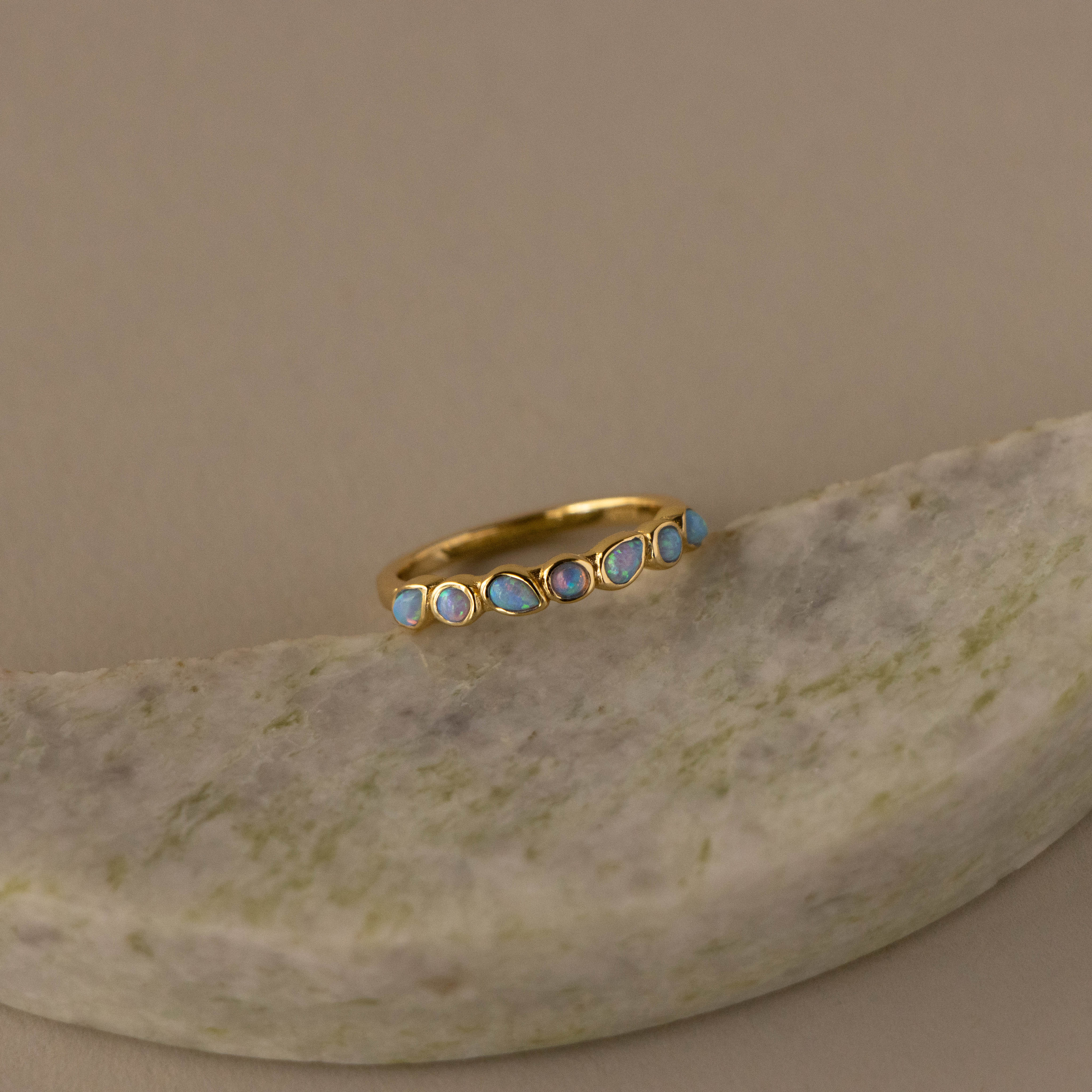 Blue Opal Teardrop Eternity Ring | Caitlyn Minimalist
