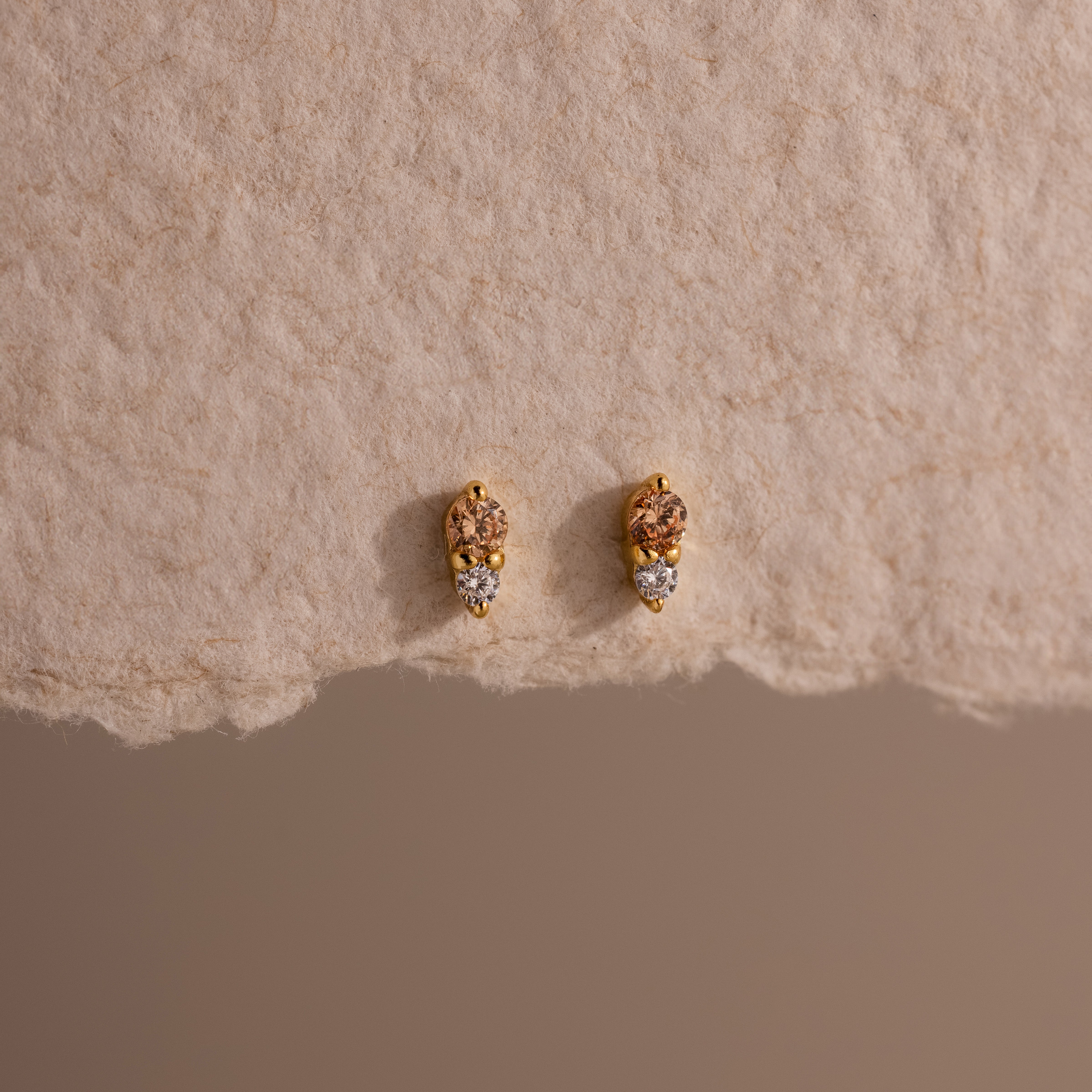 Tiny Duo Topaz Birthstone Flat Back Stud Earrings | Caitlyn Minimalist