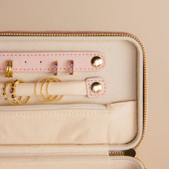Pink Rectangle Velvet Jewelry Travel Case | Caitlyn Minimalist