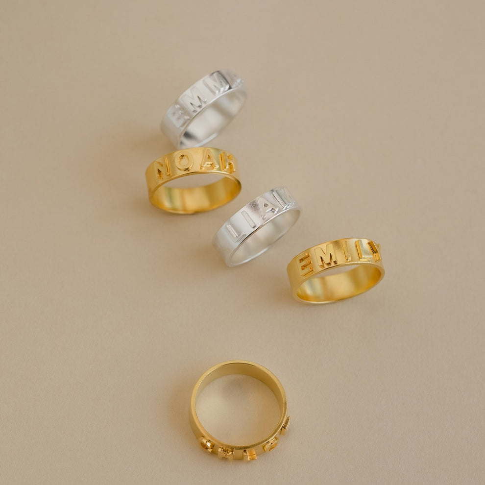 Custom Chunky Stackable 3D Name Ring | Caitlyn Minimalist