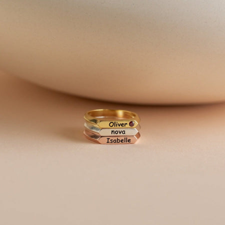 Dainty Custom Name Signet Bar Ring | Caitlyn Minimalist