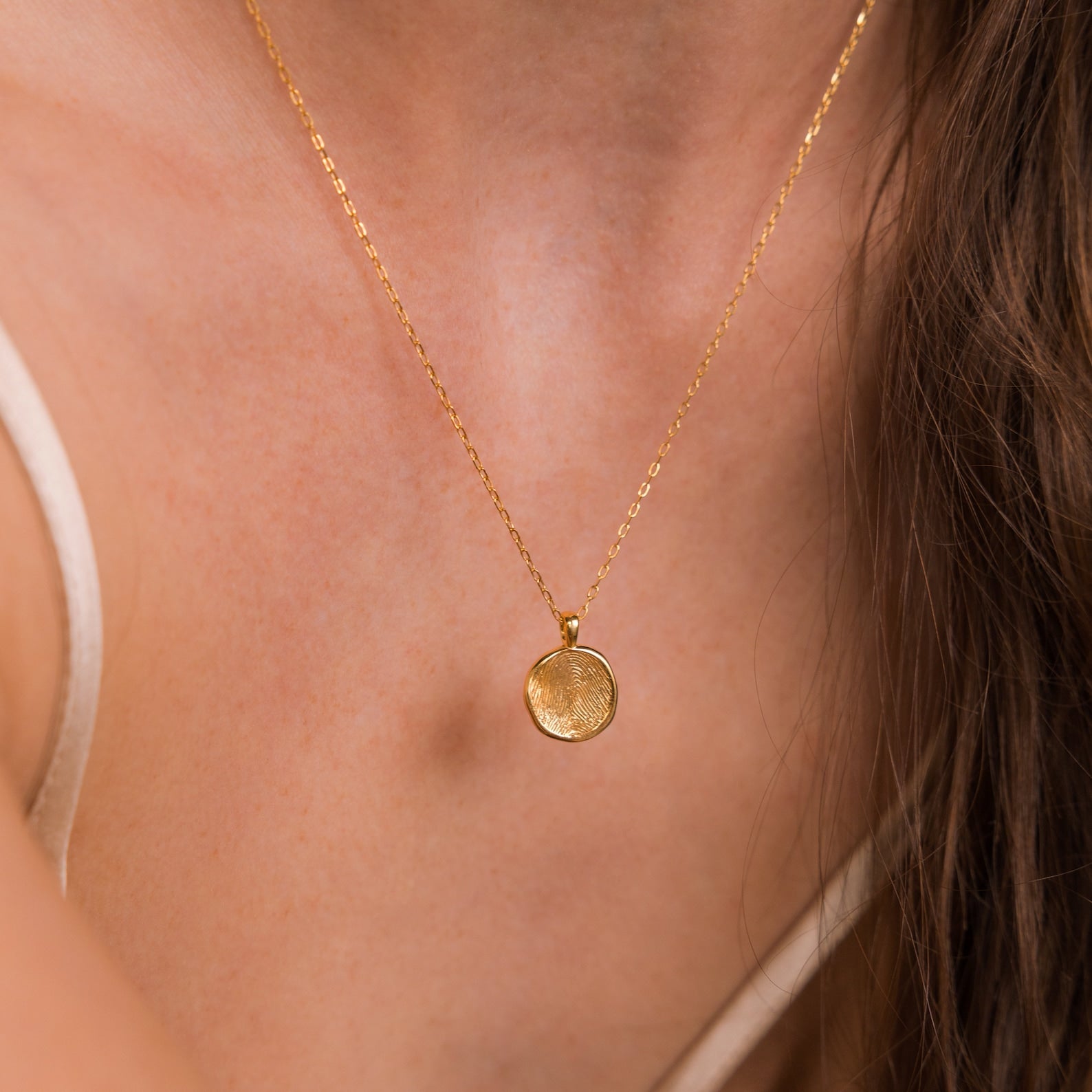 Custom 3D Fingerprint Organic Coin Necklace | Caitlyn Minimalist