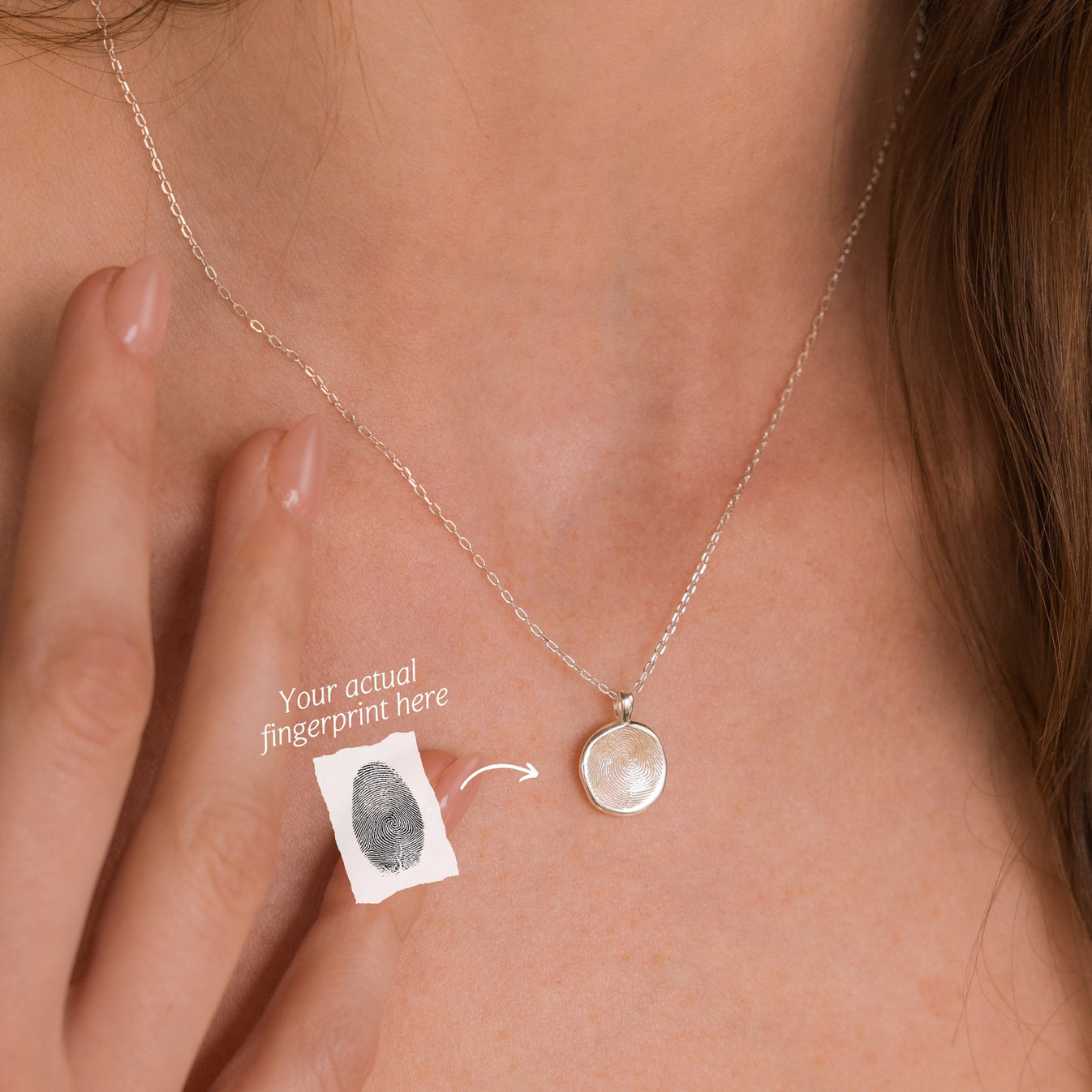 Custom 3D Fingerprint Organic Coin Necklace | Caitlyn Minimalist