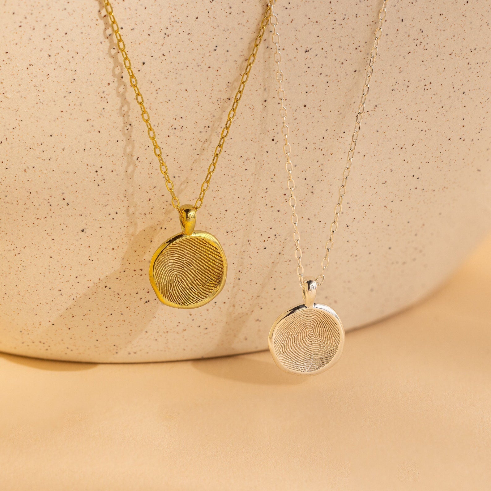 Custom 3D Fingerprint Organic Coin Necklace | Caitlyn Minimalist