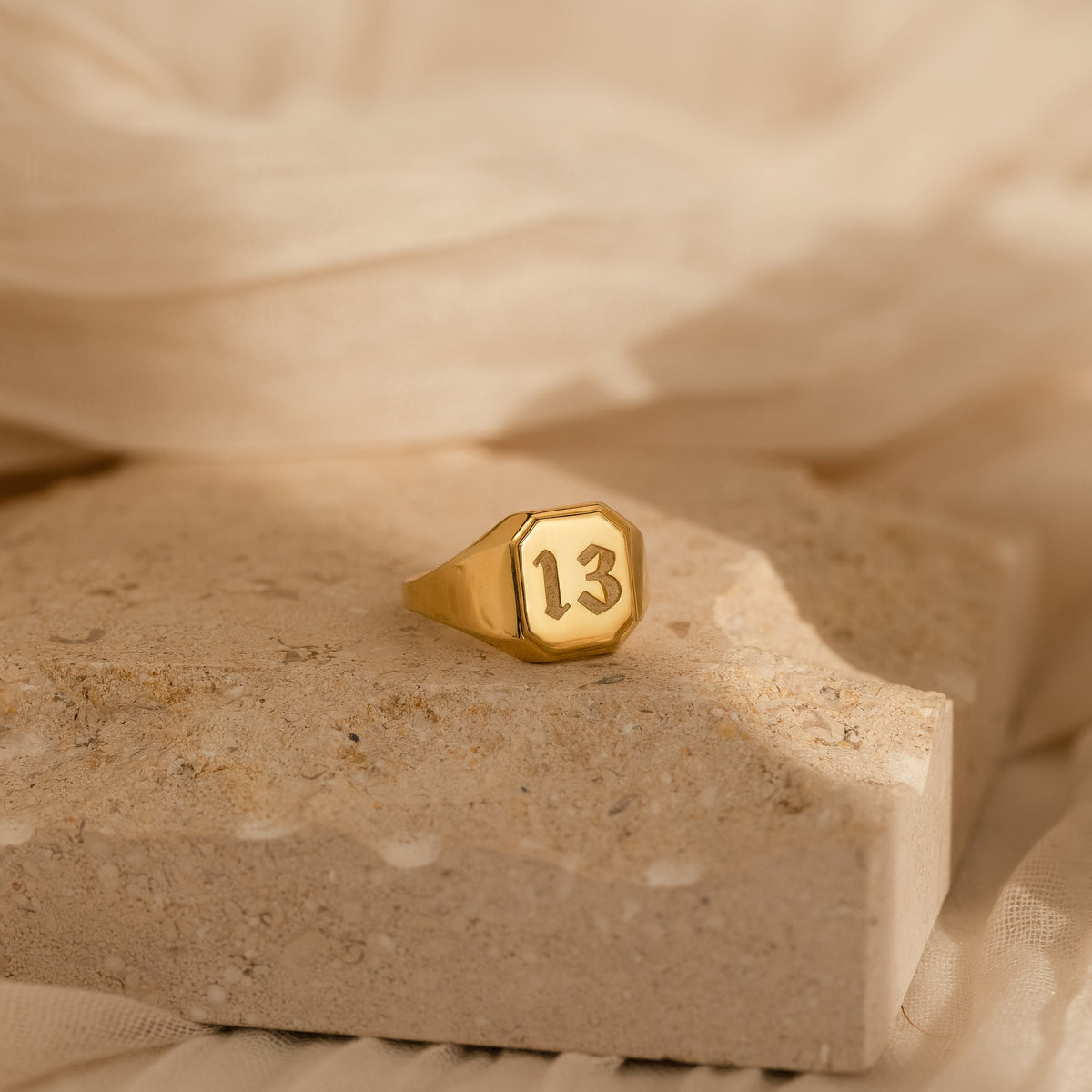 Lucky Number Octagon Signet Ring | Gifts for Dad | Caitlyn Minimalist