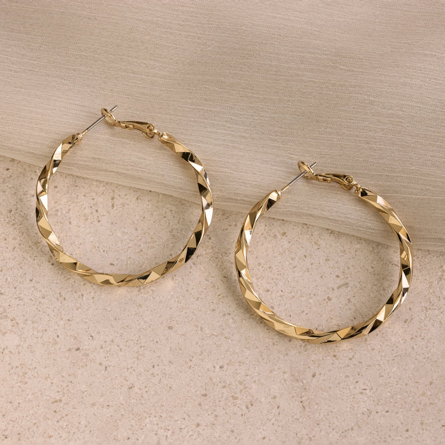 Large Geometric Twisted Hoop Earrings | Caitlyn Minimalist