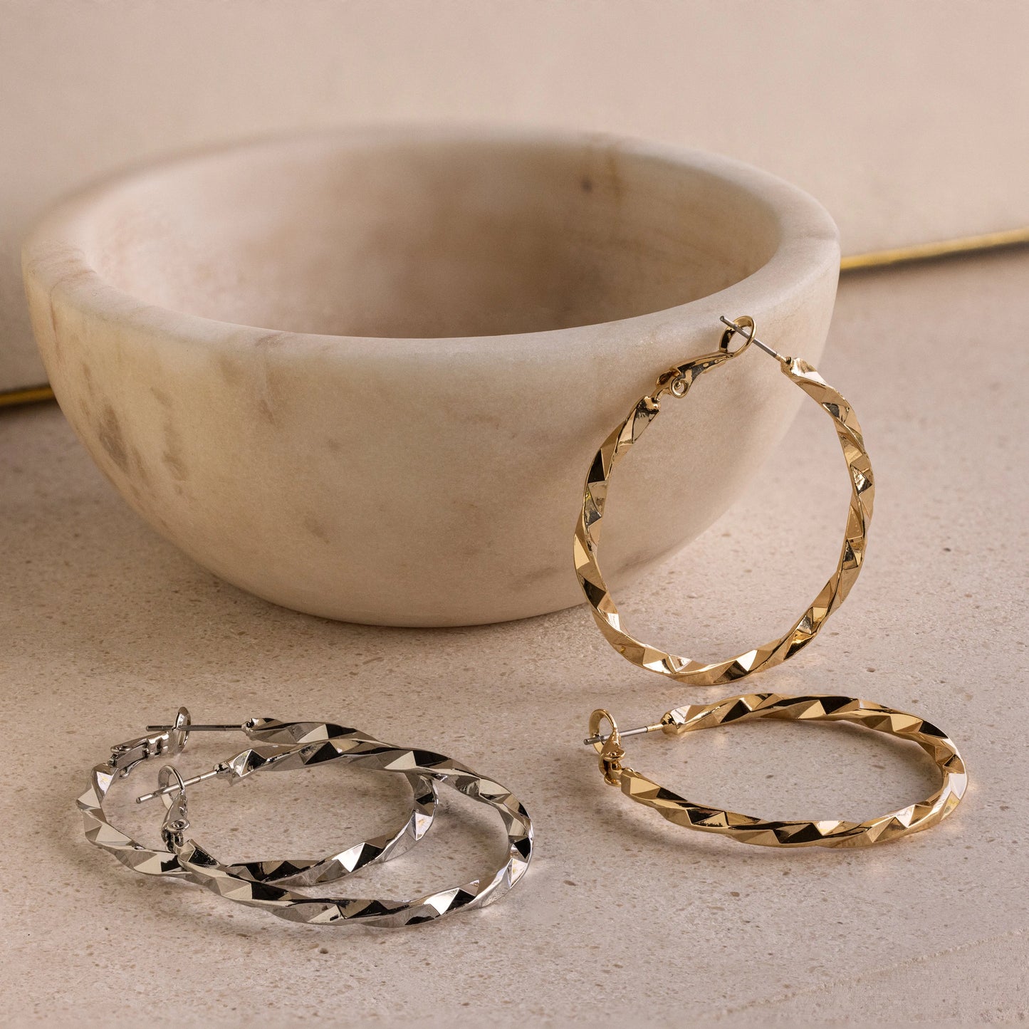 Large Geometric Twisted Hoop Earrings | Caitlyn Minimalist