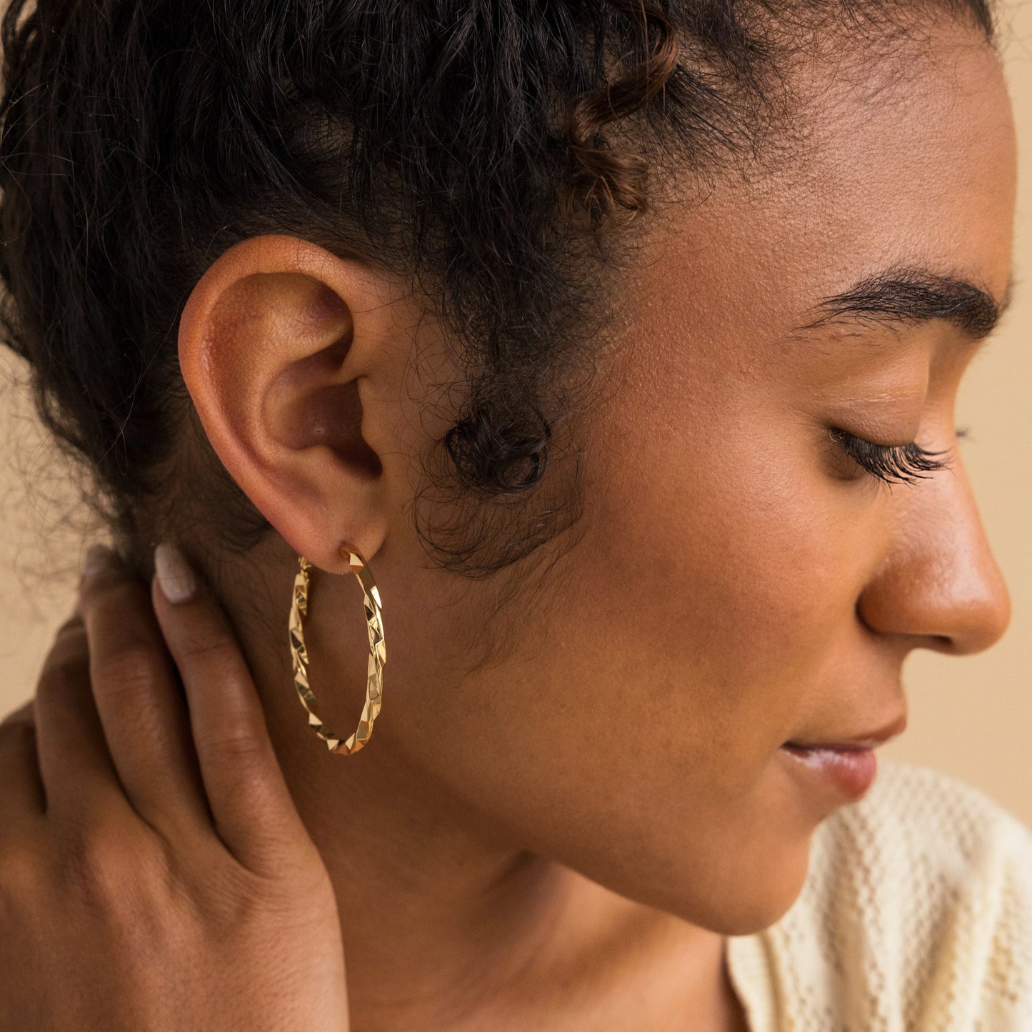 Large Geometric Twisted Hoop Earrings | Caitlyn Minimalist