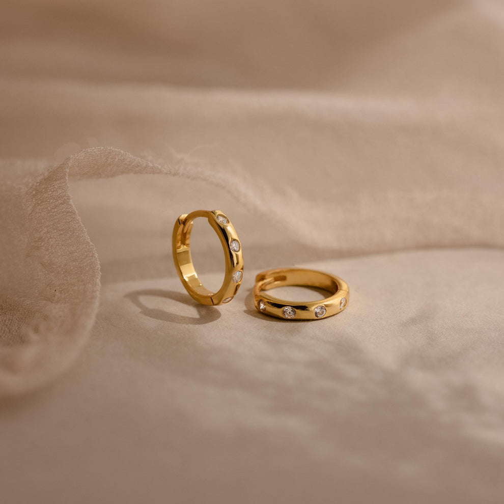 Mini Diamond Sprinkle Huggie Hoop Earrings | Caitlyn Minimalist