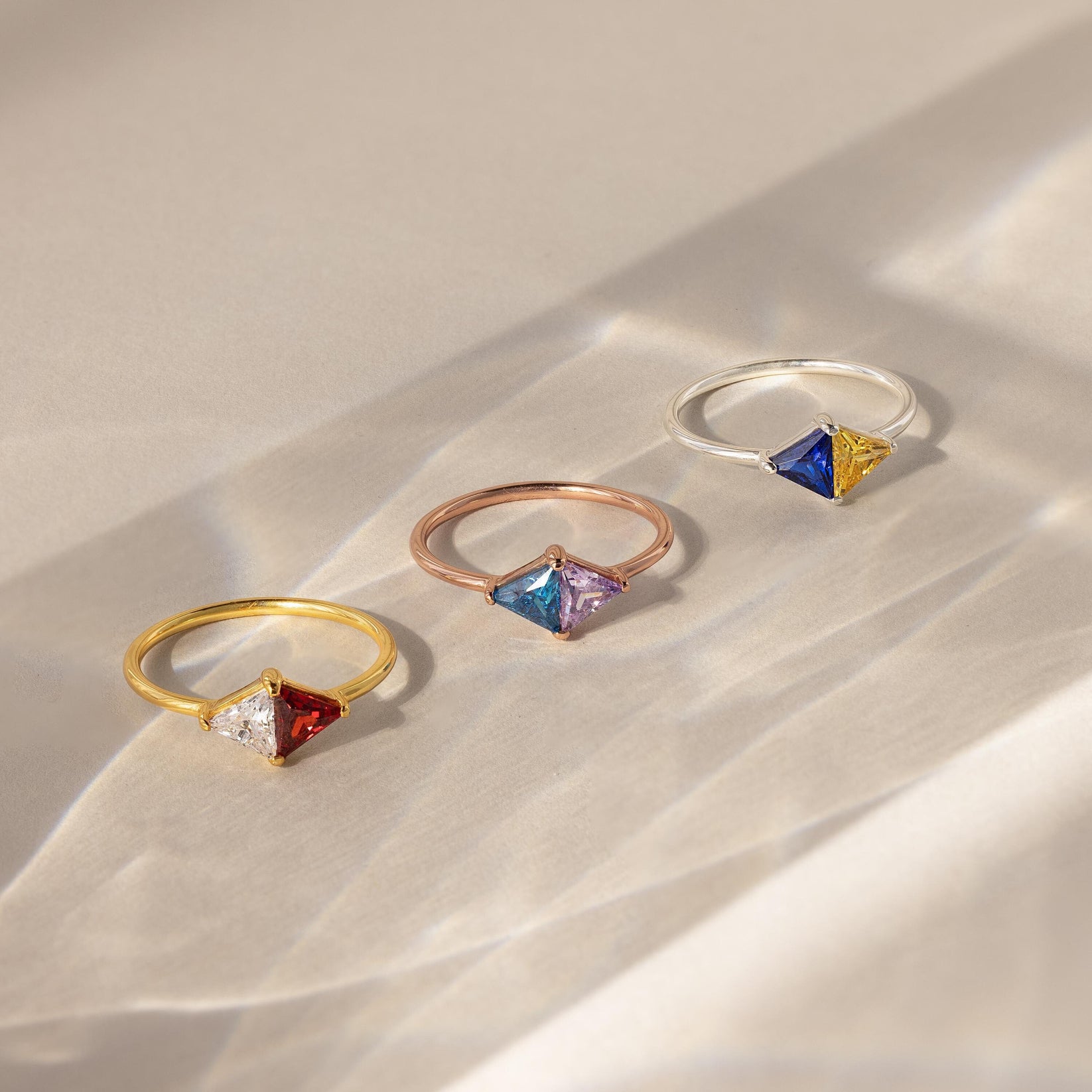 Custom Toi et Moi Duo Triangle Birthstone Ring | Valentine's Day Gifts ...
