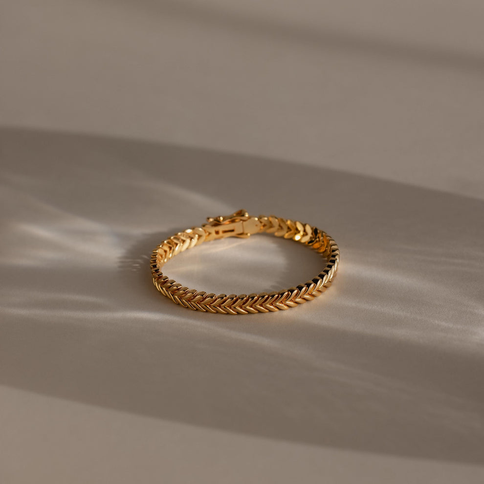 Chunky Ribbed V-Link Chain Tennis Bracelet | Caitlyn Minimalist