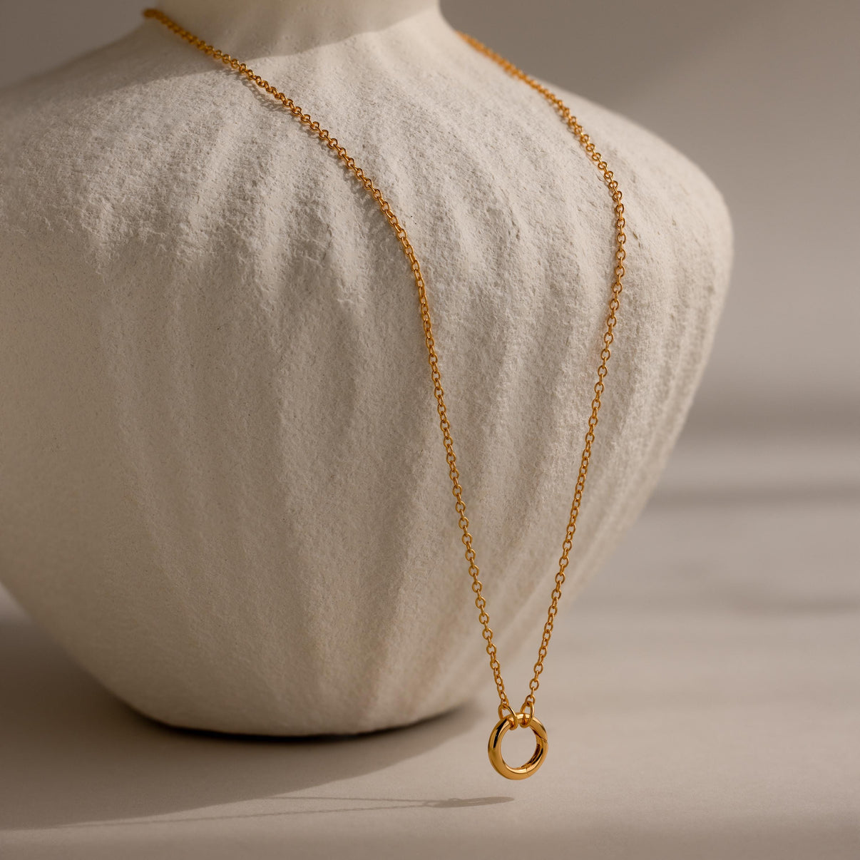 Dainty Cable Chain Circle Clasp Charm Holder Necklace | Caitlyn Minimalist
