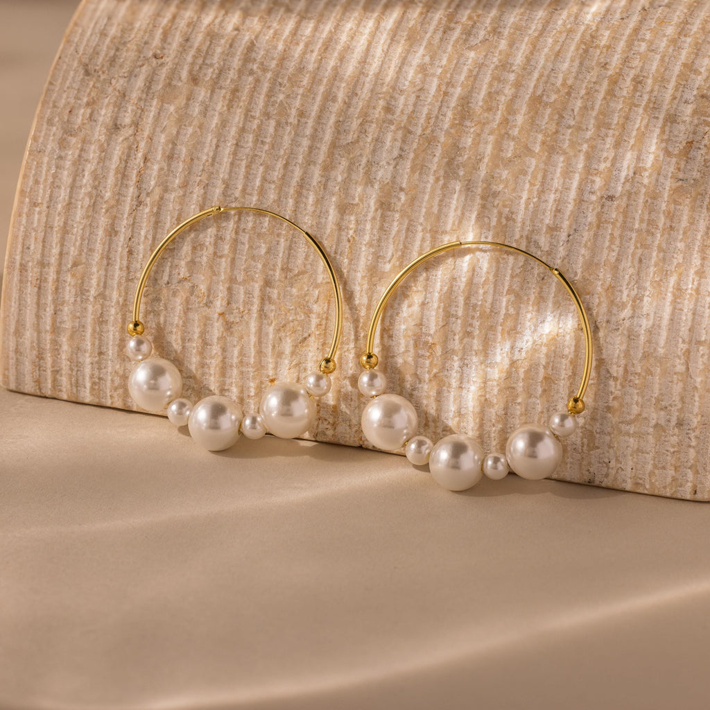 Statement Beaded Pearl Hoop Earrings | Caitlyn Minimalist