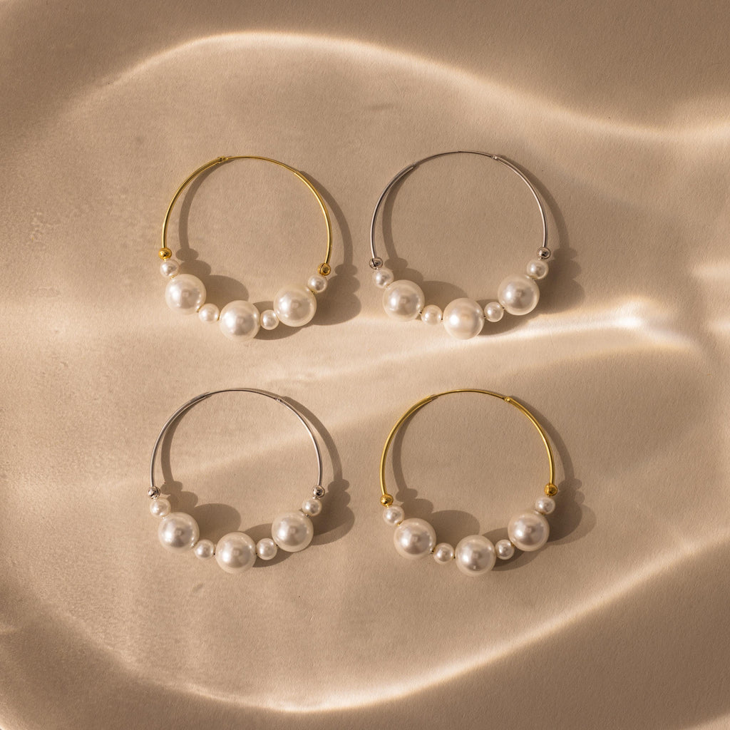 Statement Beaded Pearl Hoop Earrings | Caitlyn Minimalist