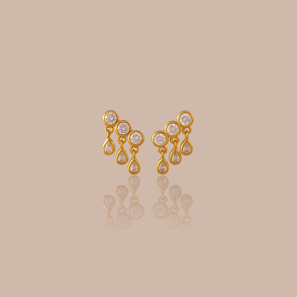 Diamond Raindrop Flat Back Dangle Drop Stud Earrings | Caitlyn Minimalist