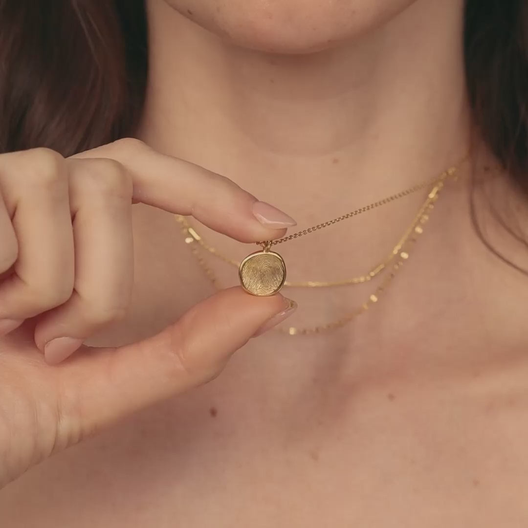 Custom 3D Fingerprint Organic Coin Necklace | Caitlyn Minimalist