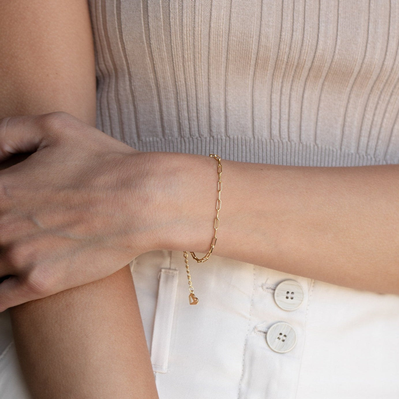 Dainty Paperclip Layering Chain Link Bracelet | Caitlyn Minimalist