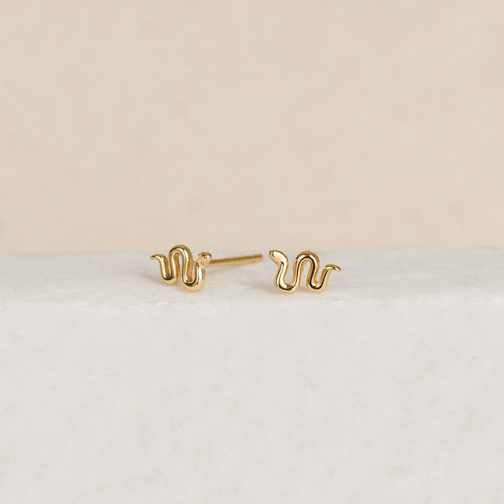 Dainty Python Snake Stud Earrings | Caitlyn Minimalist