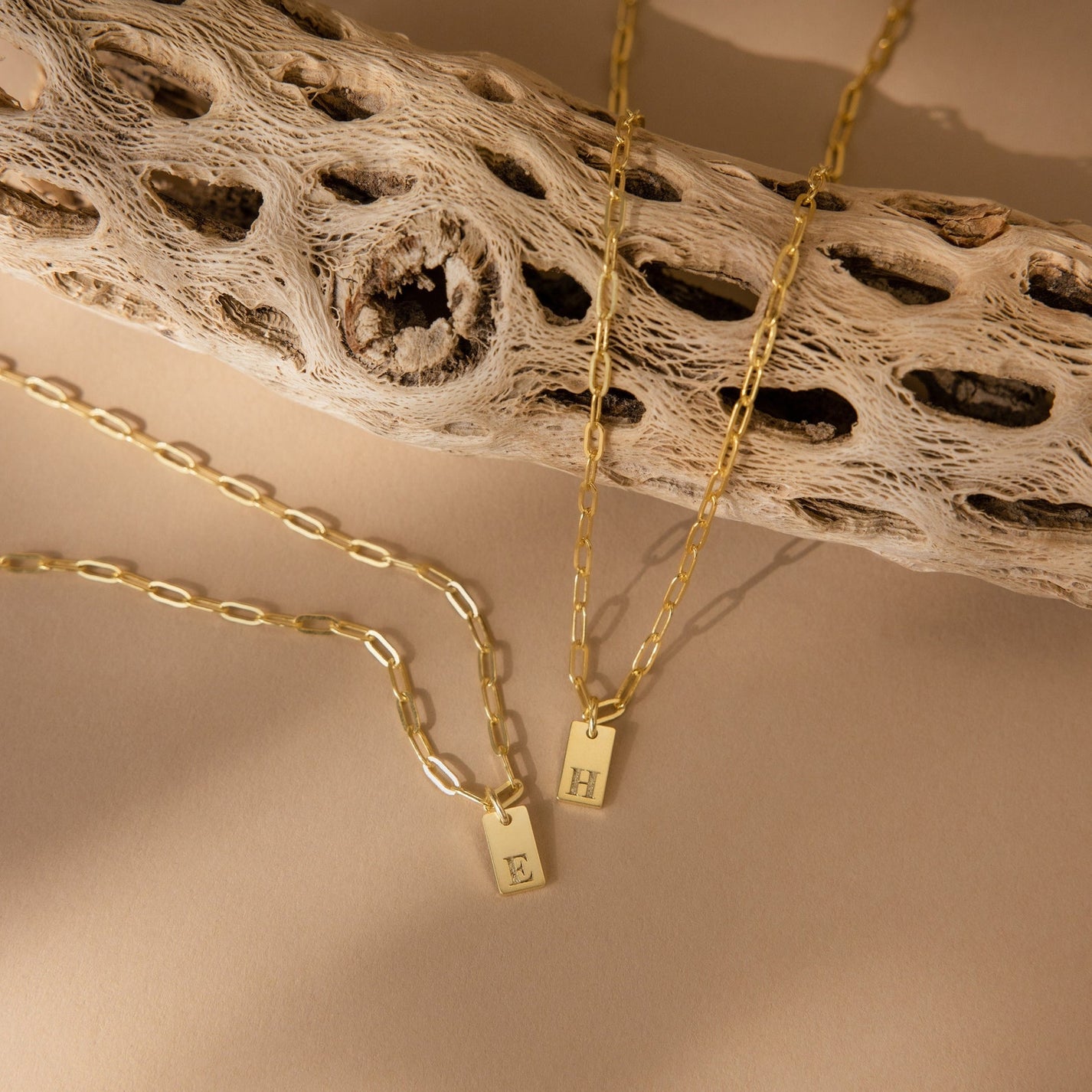 Custom Mini Initial Tag Paperclip Necklace | Caitlyn Minimalist